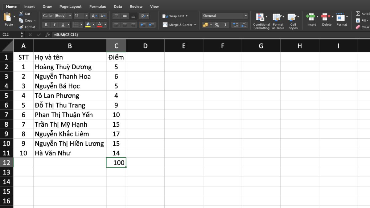 Hướng dẫn 6 cách tính tổng hàng dọc trong Excel nhanh chóng